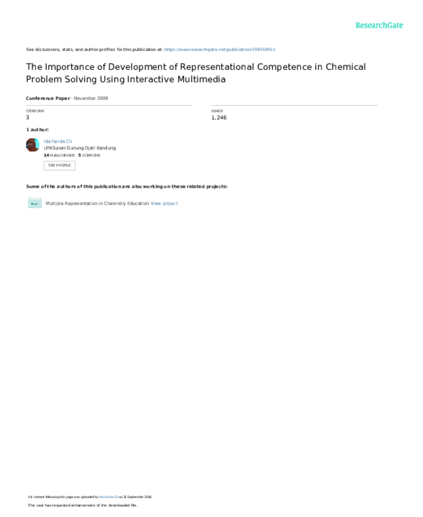 (PDF) The Importance of Development of Representational Competence in ...