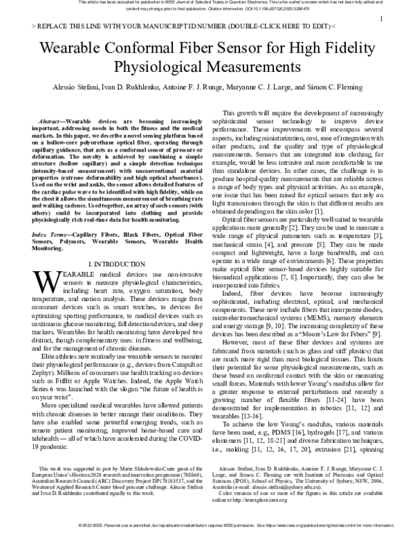 (PDF) Wearable conformal fiber sensor for high fidelity physiological ...