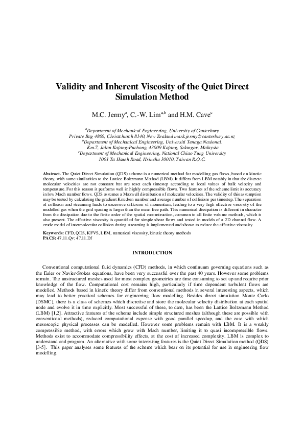 (PDF) Validity and Inherent Viscosity of the Quiet Direct Simulation Method