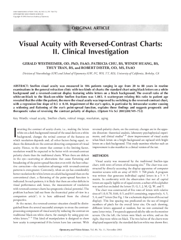 (PDF) Visual Acuity with Reversed-Contrast Charts: II. Clinical ...