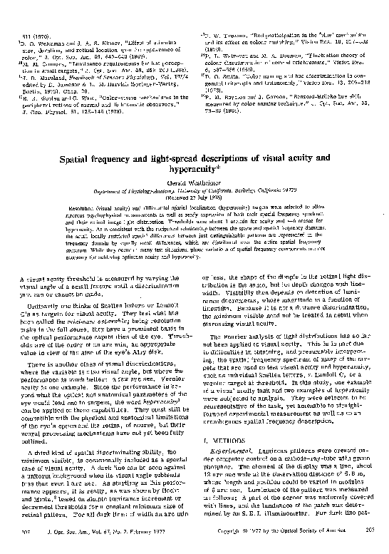 (PDF) Spatial frequency and light-spread descriptions of visual acuity ...