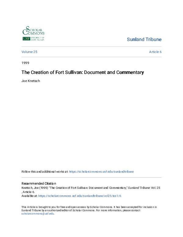 (PDF) The Creation of Fort Sullivan: Document and Commentary