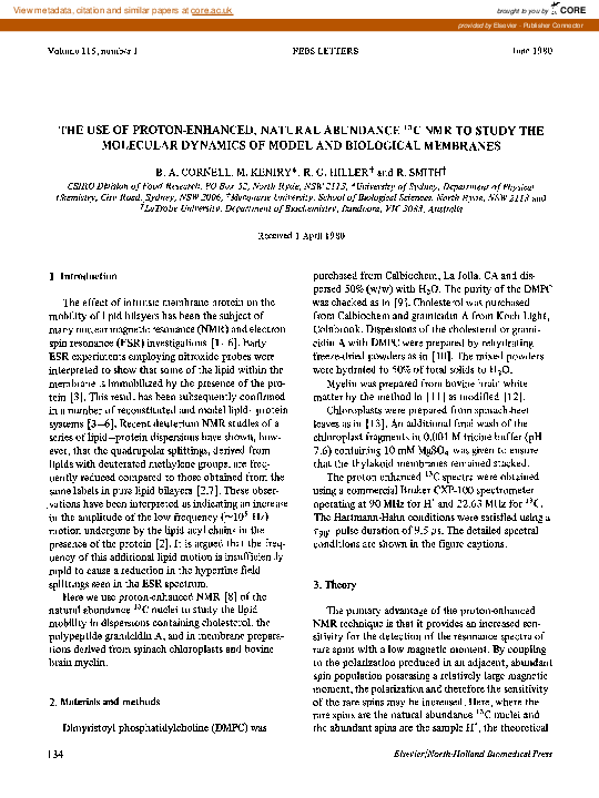 (PDF) The use of proton-enhanced, natural abundance 13 C NMR to study ...
