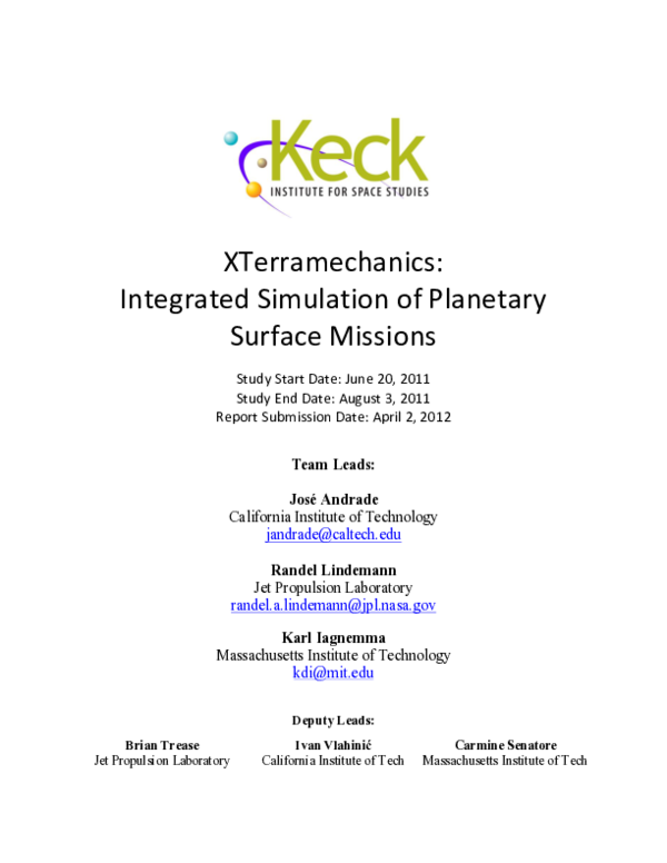 (PDF) XTerramechanics: Integrated Simulation of Planetary Surface Missions
