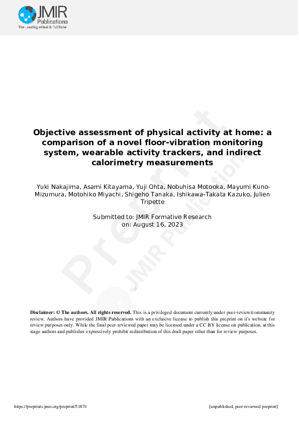 (PDF) Objective Assessment of Physical Activity at Home Using a Novel Floor-Vibration Monitoring ...