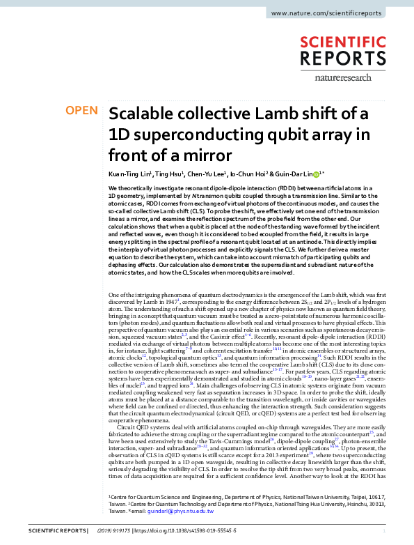 (PDF) Scalable collective Lamb shift of a 1D superconducting qubit ...