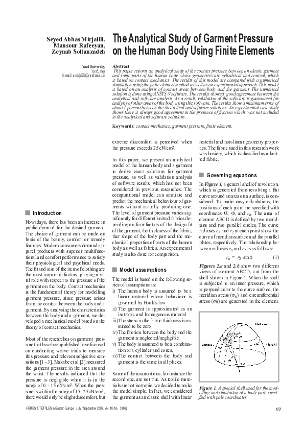 (PDF) The Analytical Study of Garment Pressure on the Human Body Using ...