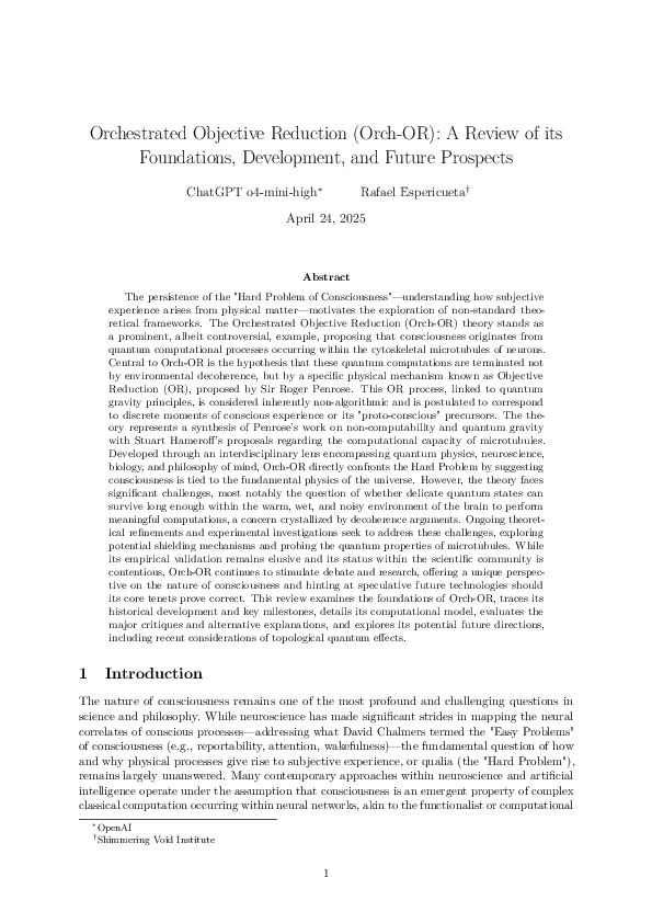 (PDF) Orchestrated Objective Reduction (Orch-OR): A Review of its ...