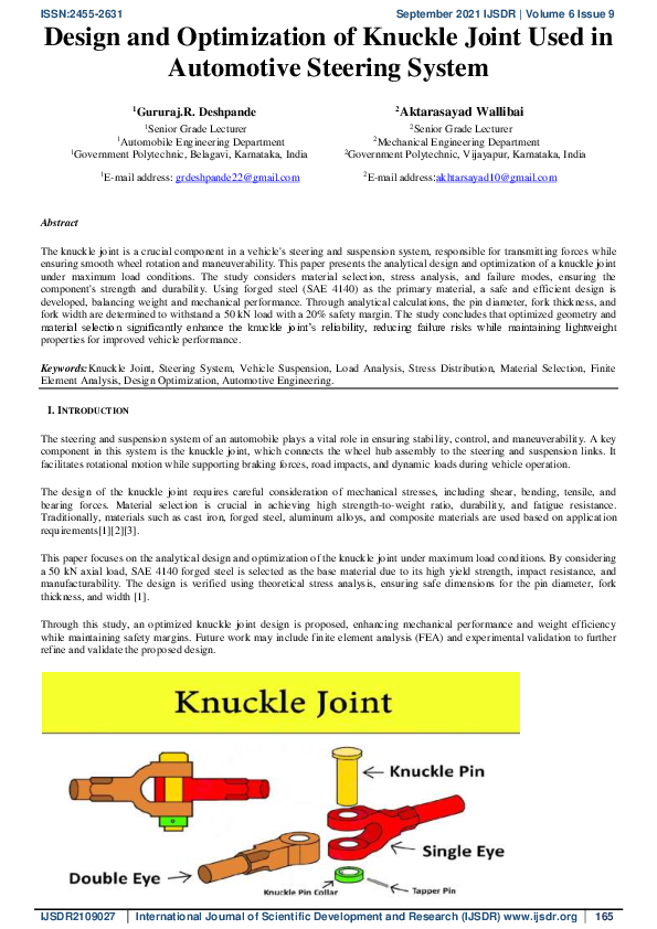 (PDF) Design and Optimization of Knuckle Joint Used in Automotive ...