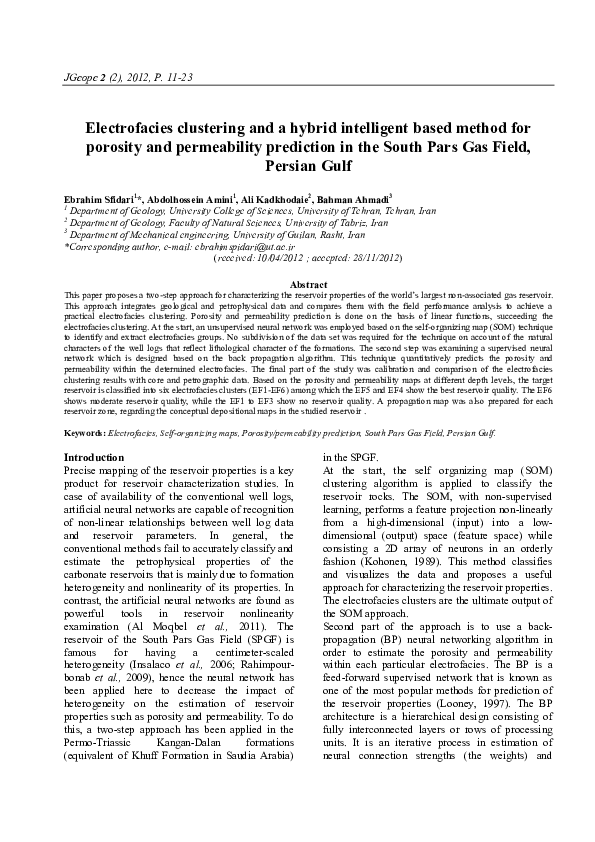 (PDF) Electrofacies Clustering and a Hybrid Intelligent Based Method ...