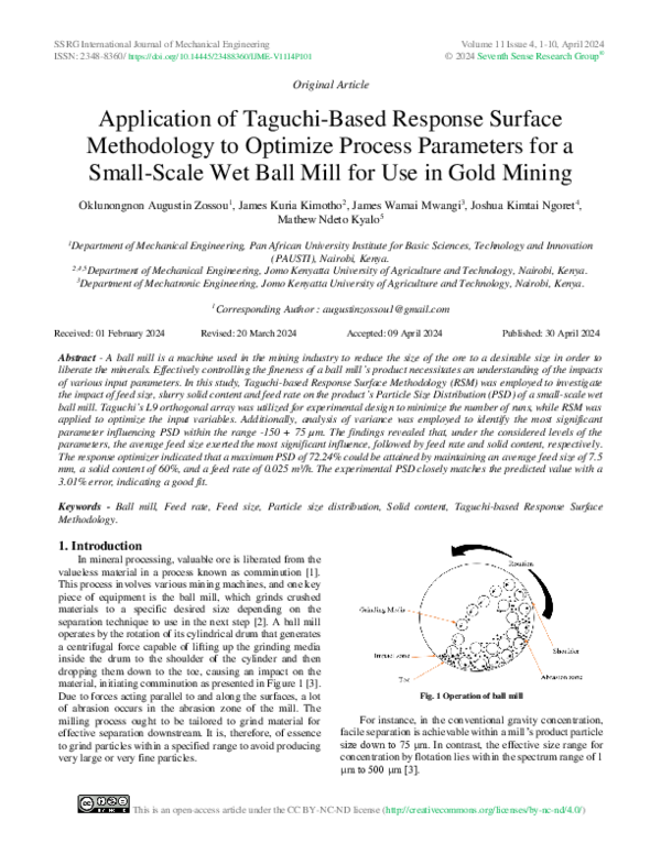 (PDF) Application of Taguchi-Based Response Surface Methodology to Optimize Process Parameters ...
