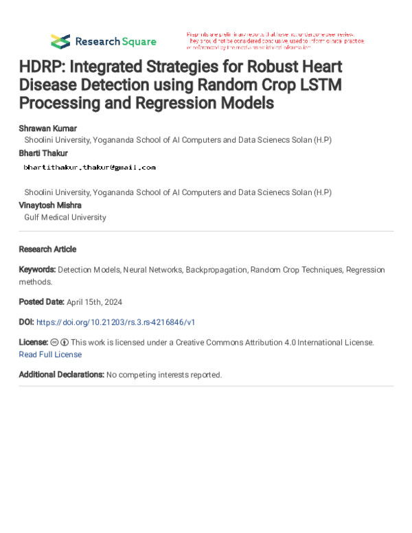 (PDF) Hdrp: Integrated Strategies for Robust Heart Disease Detection ...