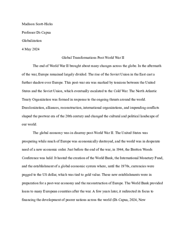 (PDF) Global Transformations Post-World War II