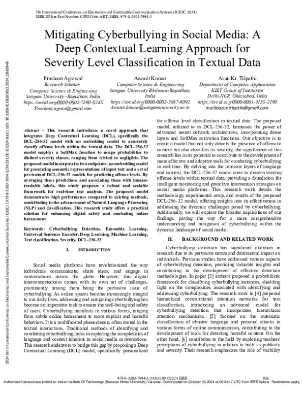 (PDF) Mitigating Cyberbullying in Social Media: A Deep Contextual ...