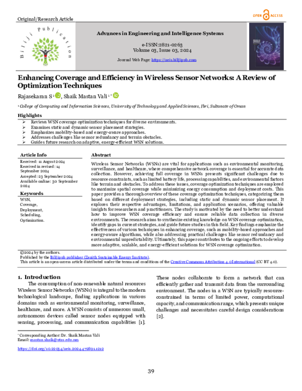 (PDF) Enhancing Coverage and Efficiency in Wireless Sensor Networks: A Review of Optimization ...