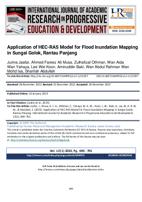 (PDF) Application of HEC-RAS Model for Flood Inundation Mapping in Sungai Golok, Rantau Panjang