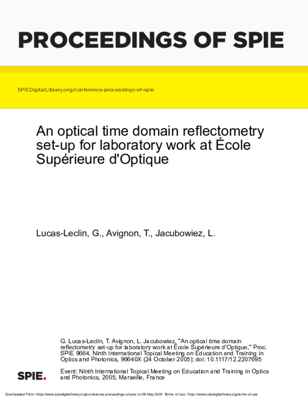 (PDF) An optical time domain reflectometry set-up for laboratory work ...