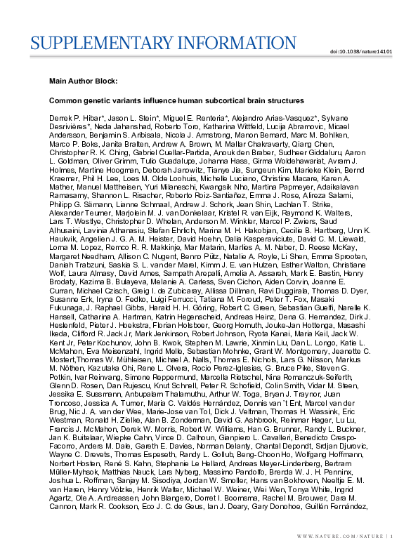 (PDF) Common genetic variants influence human subcortical brain structures