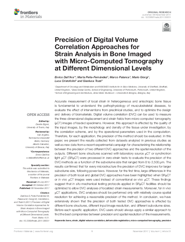 (PDF) Precision of Digital Volume Correlation Approaches for Strain ...