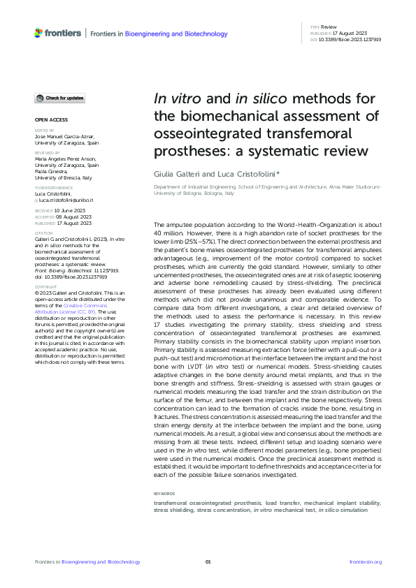 (PDF) In vitro and in silico methods for the biomechanical assessment ...
