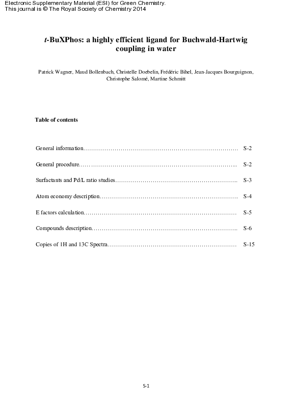 (PDF) t-BuXPhos: a highly efficient ligand for Buchwald–Hartwig ...