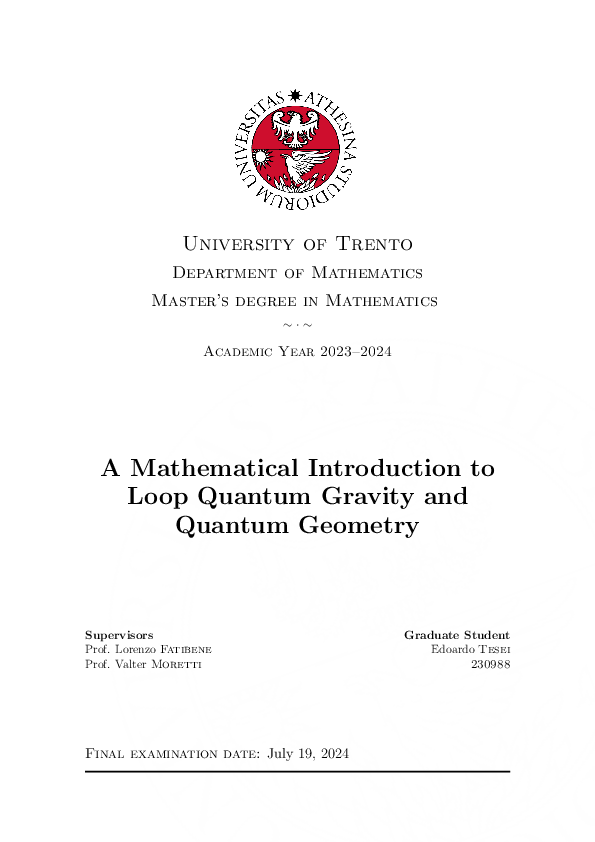 (PDF) A Mathematical Introduction to LQG and Quantum Geometry