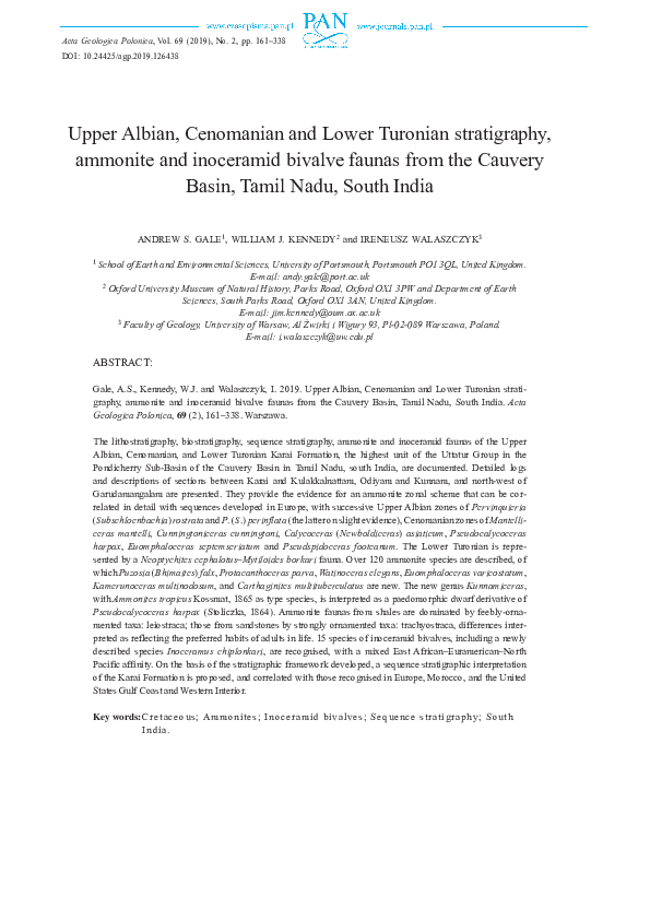 (PDF) Upper Albian, Cenomanian and Lower Turonian stratigraphy ...