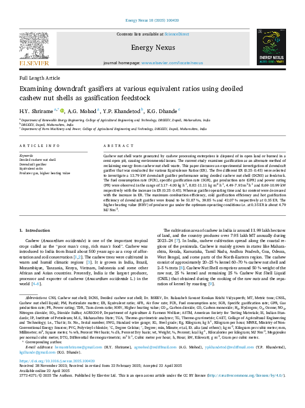 (PDF) Examining downdraft gasifiers at various equivalent ratios using ...