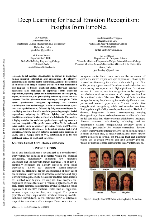 (PDF) Deep Learning for Facial Emotion Recognition: Insights from EmoNet