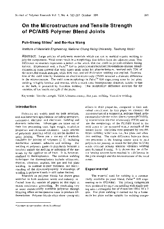 (PDF) On the microstructure and tensile strength of PC/ABS polymer ...
