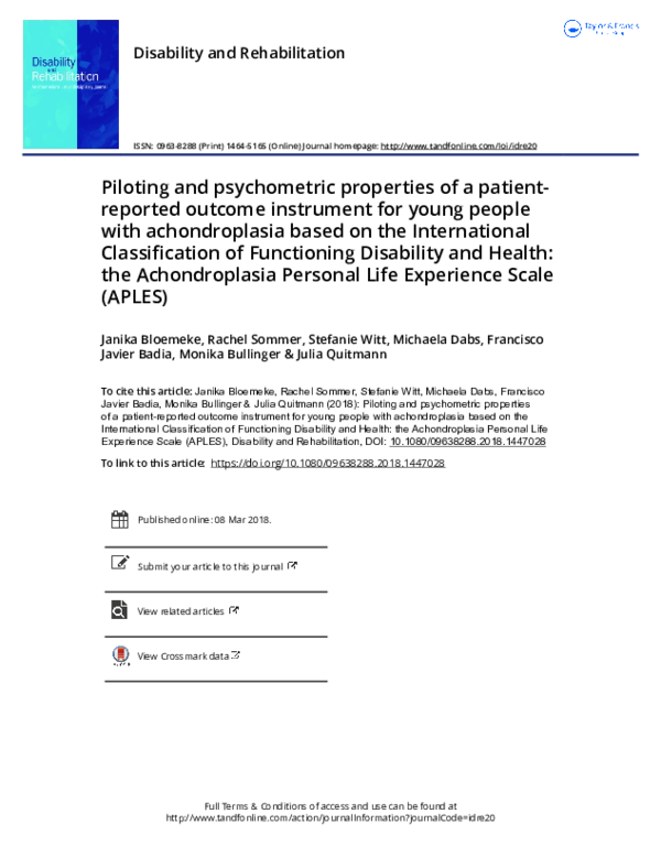 (PDF) Piloting and psychometric properties of a patient-reported ...