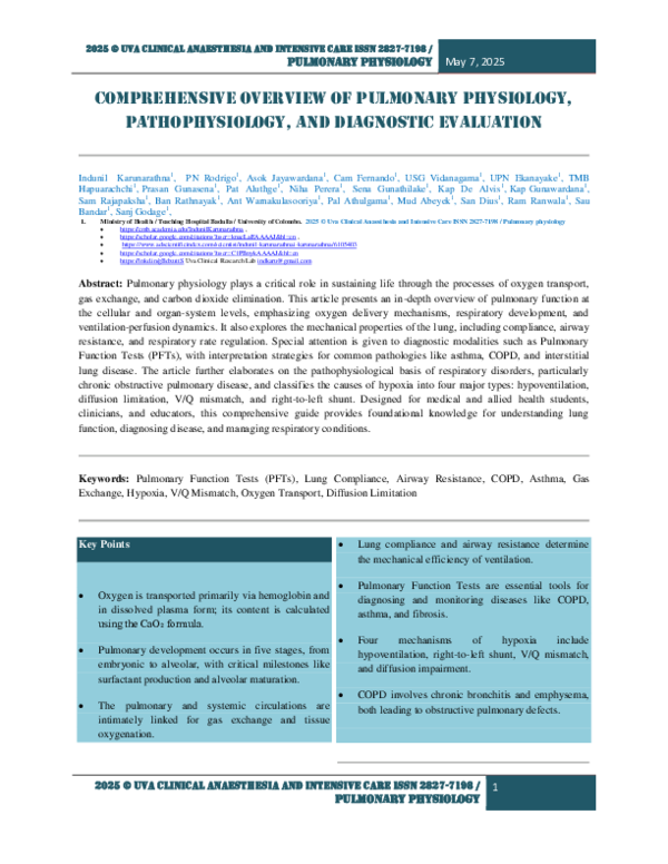(PDF) Comprehensive Overview of Pulmonary Physiology, Pathophysiology ...