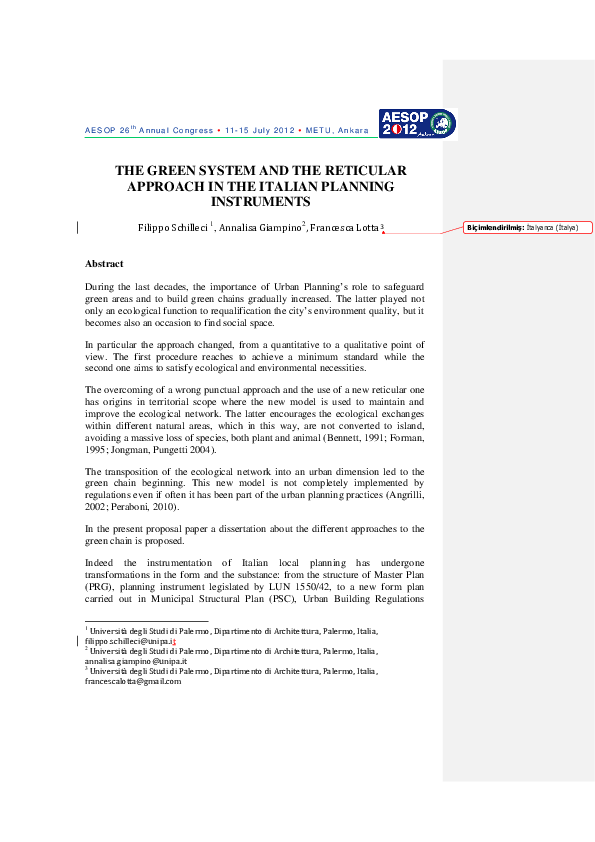 (PDF) The Green System and the Reticular Approach in the Italian ...