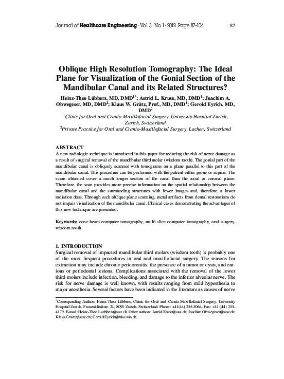 (PDF) Oblique High Resolution Tomography: The Ideal Plane for ...