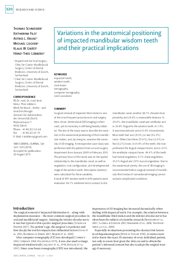 (PDF) Variations in the anatomical positioning of impacted mandibular ...
