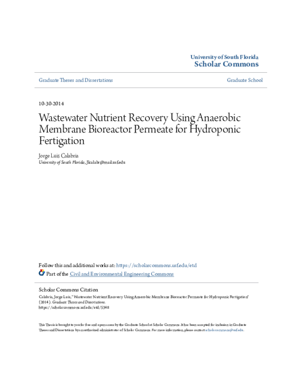 (PDF) Wastewater Nutrient Recovery Using Anaerobic Membrane Bioreactor ...