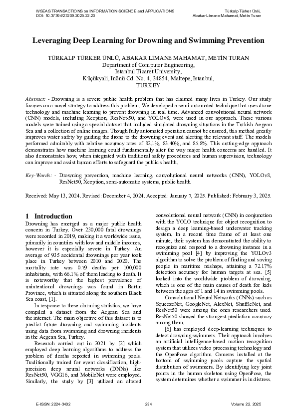 (PDF) Leveraging Deep Learning for Drowning and Swimming Prevention