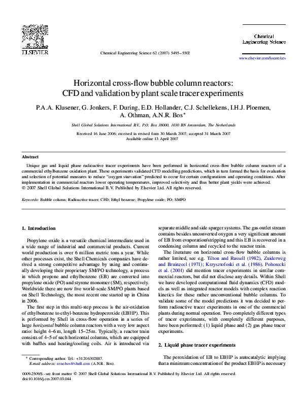 (PDF) Horizontal cross-flow bubble column reactors: CFD and validation ...