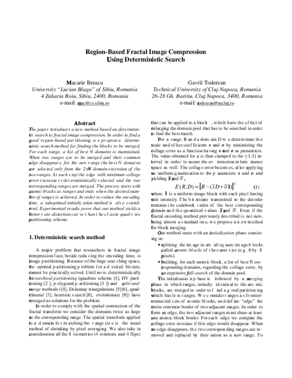 (PDF) Region-based fractal image compression using deterministic search