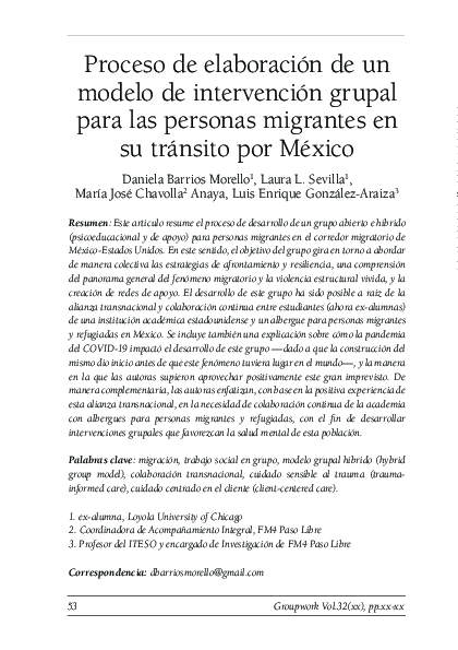 (PDF) Barrios Morello, D., Sevilla, L. ., Chavolla, M. J. ., & González ...