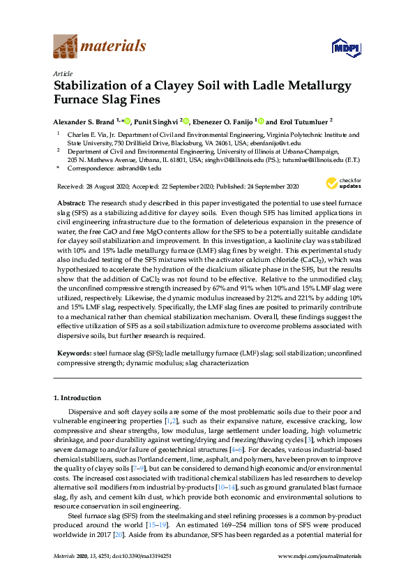 (PDF) Stabilization of a Clayey Soil with Ladle Metallurgy Furnace Slag ...
