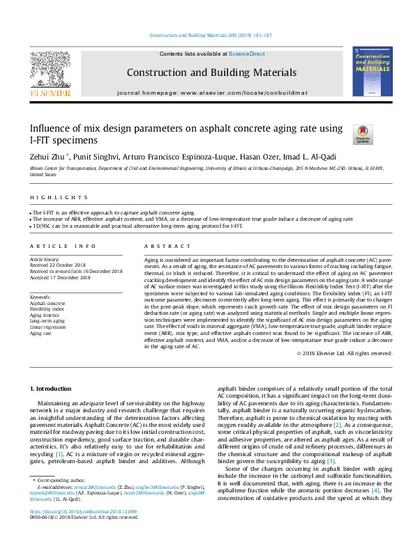 (PDF) Influence of mix design parameters on asphalt concrete aging rate ...