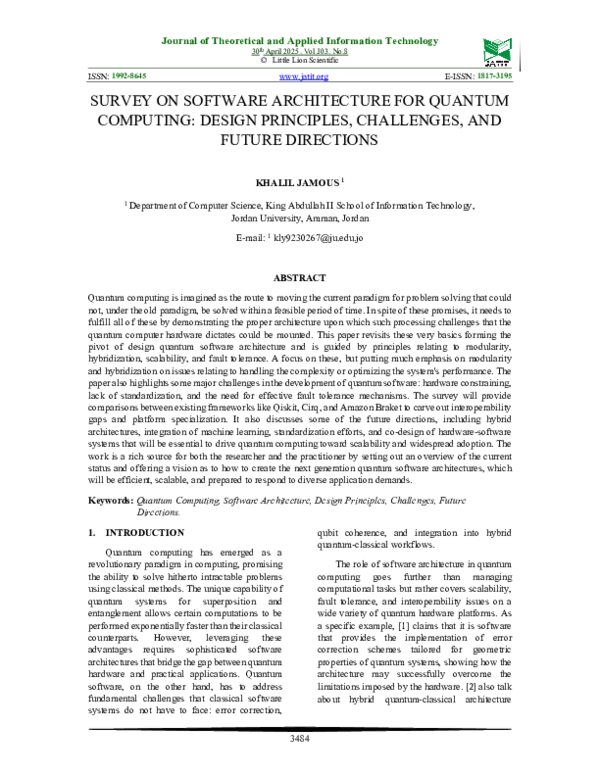 (PDF) SURVEY ON SOFTWARE ARCHITECTURE FOR QUANTUM COMPUTING: DESIGN ...