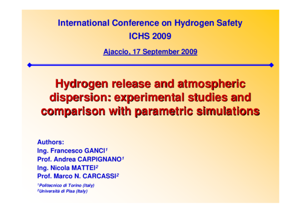 (PDF) Hydrogen release and atmospheric dispersion: Experimental studies ...