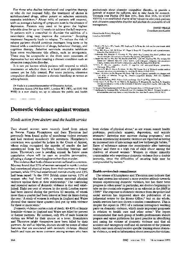 (PDF) Domestic violence against women