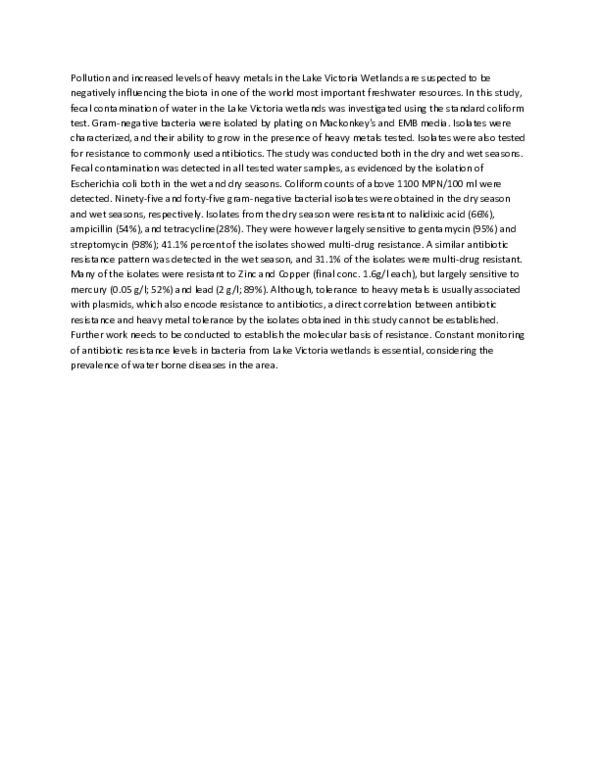 (PDF) Heavy metal tolerance and antibiotic resistance profiles of gram ...