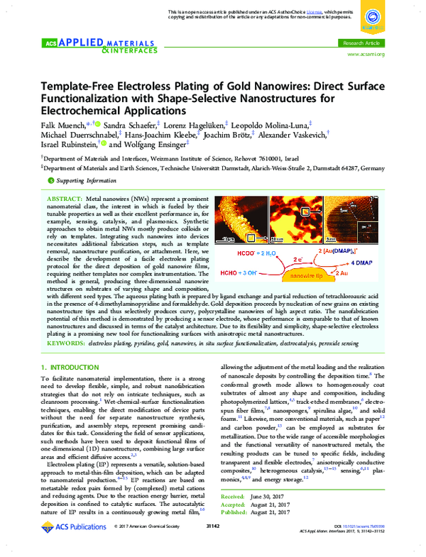 (PDF) Template-Free Electroless Plating of Gold Nanowires: Direct ...