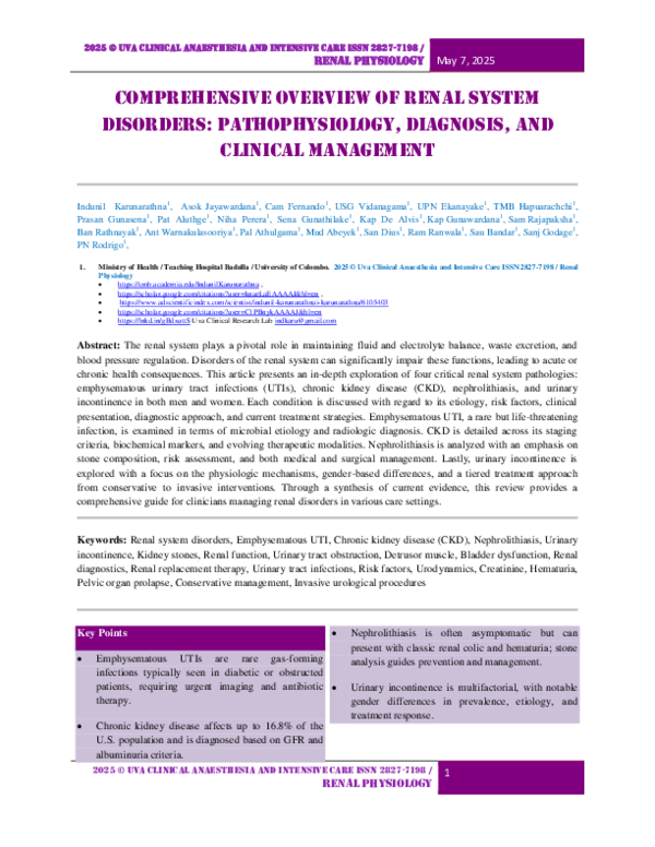 (PDF) Comprehensive Overview of Renal System Disorders: Pathophysiology ...