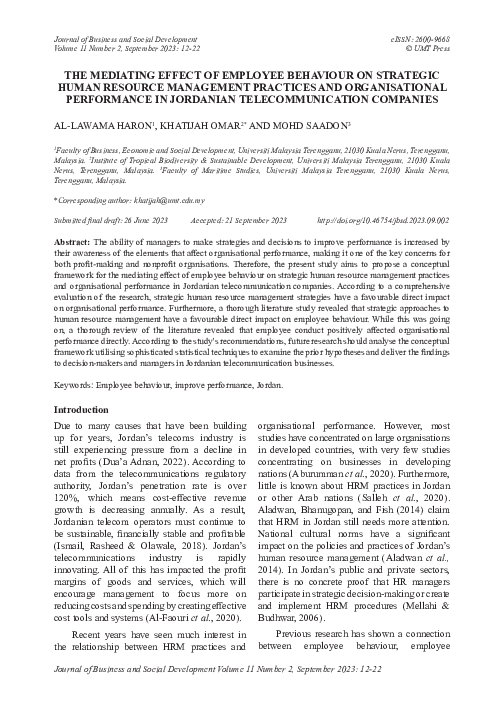 Pdf The Mediating Effect Of Employee Behaviour On Strategic Human Resource Management