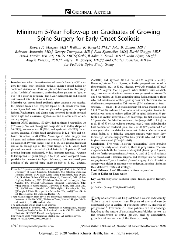 (PDF) Minimum 5-Year Follow-up on Graduates of Growing Spine Surgery ...